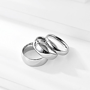 Wedding Bands for Men Women, Stainless Steel 8MM Polished Band Bands Rings for Boys/Girls Gold Size 8P 1/2