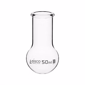 EISCO Boiling Flask, 50ml - Borosilicate Glass - Round Bottom, Wide Neck, Beaded Rim