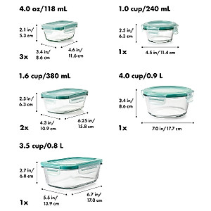 OXO Good Grips 16 Piece Glass Smart Seal Airtight Everyday Container Set & Good Grips 8 Cup Smart Seal Glass Rectangle Container