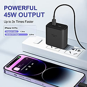 45W Super Fast Charger Type C, Dual USB C Charger 25W+25W PD/PPS for Samsung Galaxy S23 ultra/S23+/S23/S22 Ultra /S22 /S22+/S21/Note 20, Galaxy Tab S8/S8 Ultra,iPhone 14/13 Pro Max, iPad, Pixel
