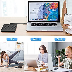 LPUNCD External CD/DVD Drive for Laptop USB 3.0 & Type-C，External CD DVD Burner CD/DVD+/-RW Rewriter for Laptop, Desktop, iMac, MacBook, Compatible with Windows 11/10/XP/8/7/Vista/Linux/MacOS, Black