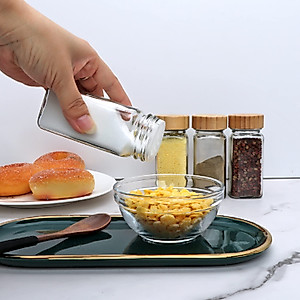 Datttcc 30 Pcs Spice Jars,4 OZ Glass Spice Jars with Bamboo Lids,Spice Jars with labels,Chalk Marker and Collapsible Funnel,Spice Containers for Spice Rack,Cabinet