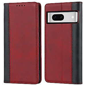 Ｈａｖａｙａ for Google Pixel 7 Case Wallet with Card Holder,for Pixel 7 Phone case for Women,for Google 7 flip Cover with Credit Card Slots - Red and Black