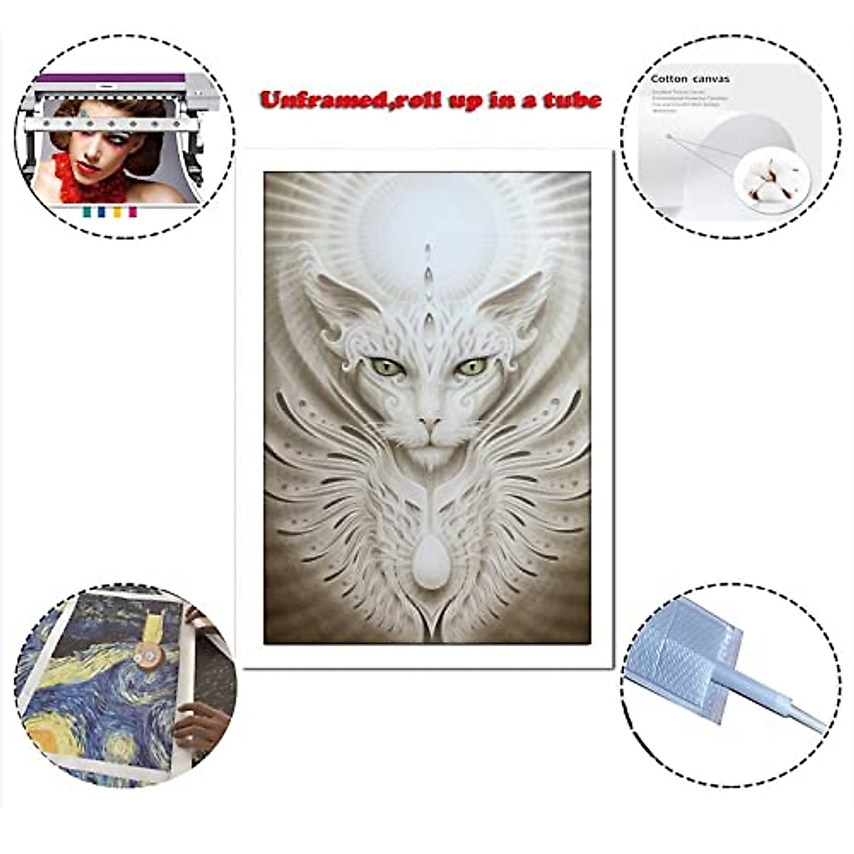 RIP White Light Oracle The Mystic Cat Canvas Art Poster and Wall Art Picture Print Modern Family Bedroom Decor Posters 16x24inch(40x60cm)