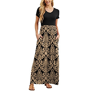 GRECERELLE Womens Summer Maxi Dress Casual Soft Loose Long Dresses for Graduation Resort Hawaiian Plus Size 2XL, Boho Khaki