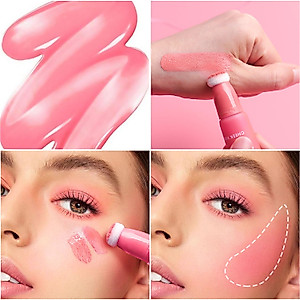 Liquid Blush Wand, Matte Face Blushes Beauty Wand with Cushion Applicator, Lightweight Pink Blush, Smooth Creamy Fomula (2# pink peony)