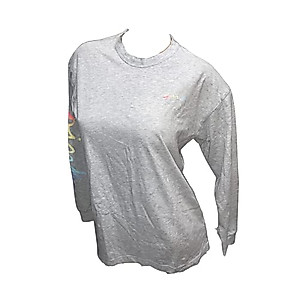 Victoria's Secret Pink Campus Long Sleeve Crew Neck Color Gray Rainbow New (X-Large)