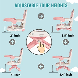 Dream On Me Munch N Go Booster Seat for Dining Table, Lightweight Compact Fold Travel Booster Seat, 3-in-1 Convertible, Four Level Height Adjustment and Easy Tray Removal