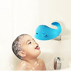 Bath Spout Cover for Bathtub,Baby Shower Protector Cover A Fun Way to Protects Baby from Bumping Head During Bathing Time Cute Soft Whale Design Making for Enjoyable Safe Baths (1 Pack,Blue)