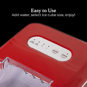 Igloo Electric Countertop Ice Maker Machine - Automatic and Portable - 26 Pounds in 24 Hours - Ice Cube Maker - Ice Scoop and Basket - Ideal for Iced Coffee and Cocktails - Red