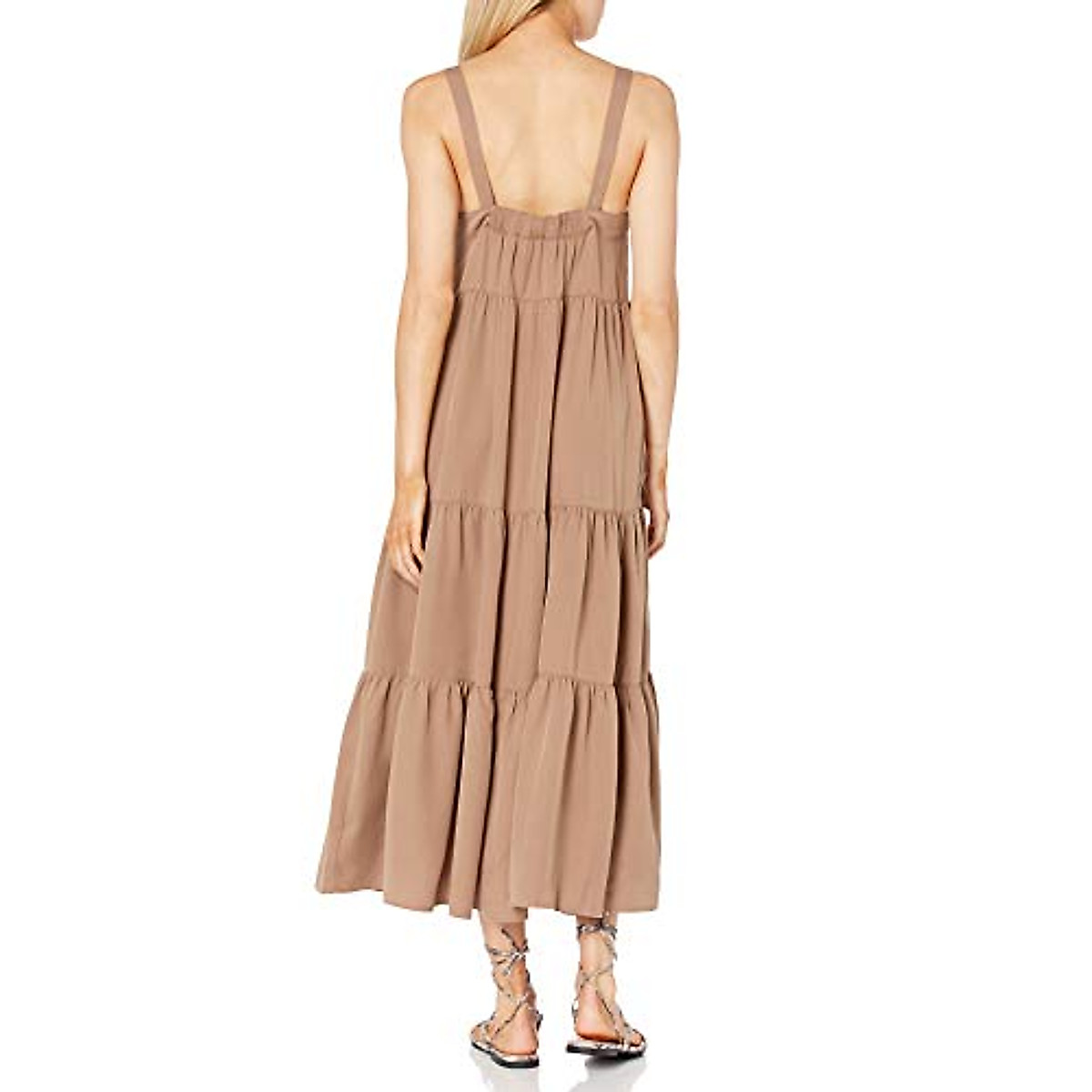 The Drop Women's Brit Tiered Ankle Maxi Tent Dress, Mushroom, L
