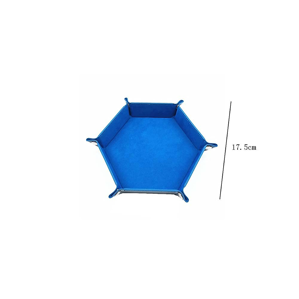 1 Piece Dice Holder Dice Pad Dice Rolling Tray PU Leather Dice Tray Hexagonal Folding Dice Tray for Dice Gaming and Other Table Games, Blue