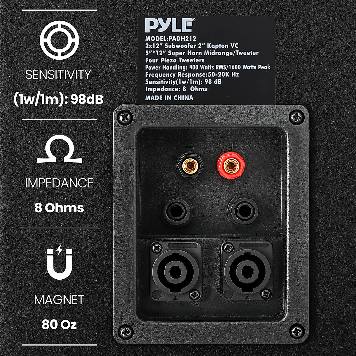Pyle Portable Cabinet PA Speaker System - 1600 Watt Outdoor Stereo Sound Speakers w/ Dual 12" Woofers, 3.4" Piezo Tweeters, 5"x12" Super Horn Midrange, Crossover Network