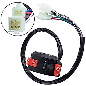 3 Function Left Starter Switch+4 Wires Ignition Switch Key with Cap Assembly for 50cc 70 cc 90cc 110 cc 125cc 150cc TaoTao SUNL Coolster Chinese ATV Quad 4 Wheeler Apollo Dirt Bike Scooter Parts