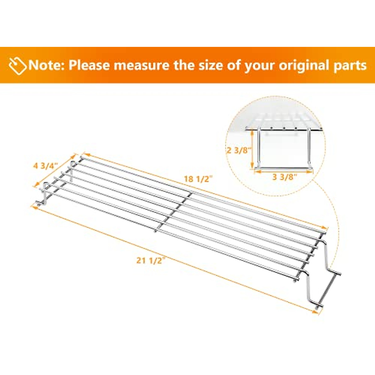 Hisencn 69866 Grill Warming Rack, 7637 Grill Cooking Grate Griddle Replacement Part Weber Spirit I & II 200 Series, Spirit E210, Spirit S210, Spirit E220, Spirit S220 with Front Control