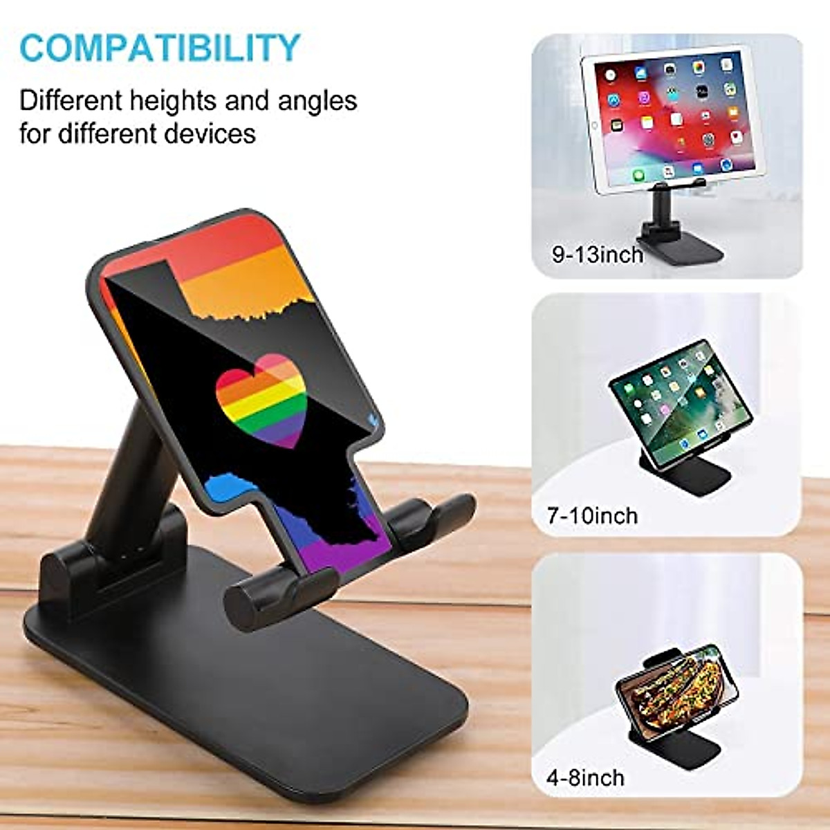 Texas Map LGBT Gay Pride Funny Foldable Desktop Cell Phone Holder Portable Adjustable Stand Desk Accessories