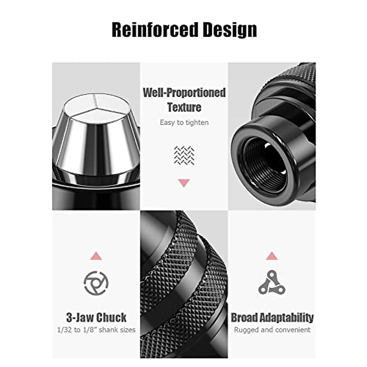 Drill Chuck Collet Set for Dremel, 1/32" to 1/8" Replacement 4486 Drill Keyless Bit Chuck Shank Rotary Tool Quick Change Adapter with Replacement 4485 Brass Quick Change Rotary Drill Nut Tool Set