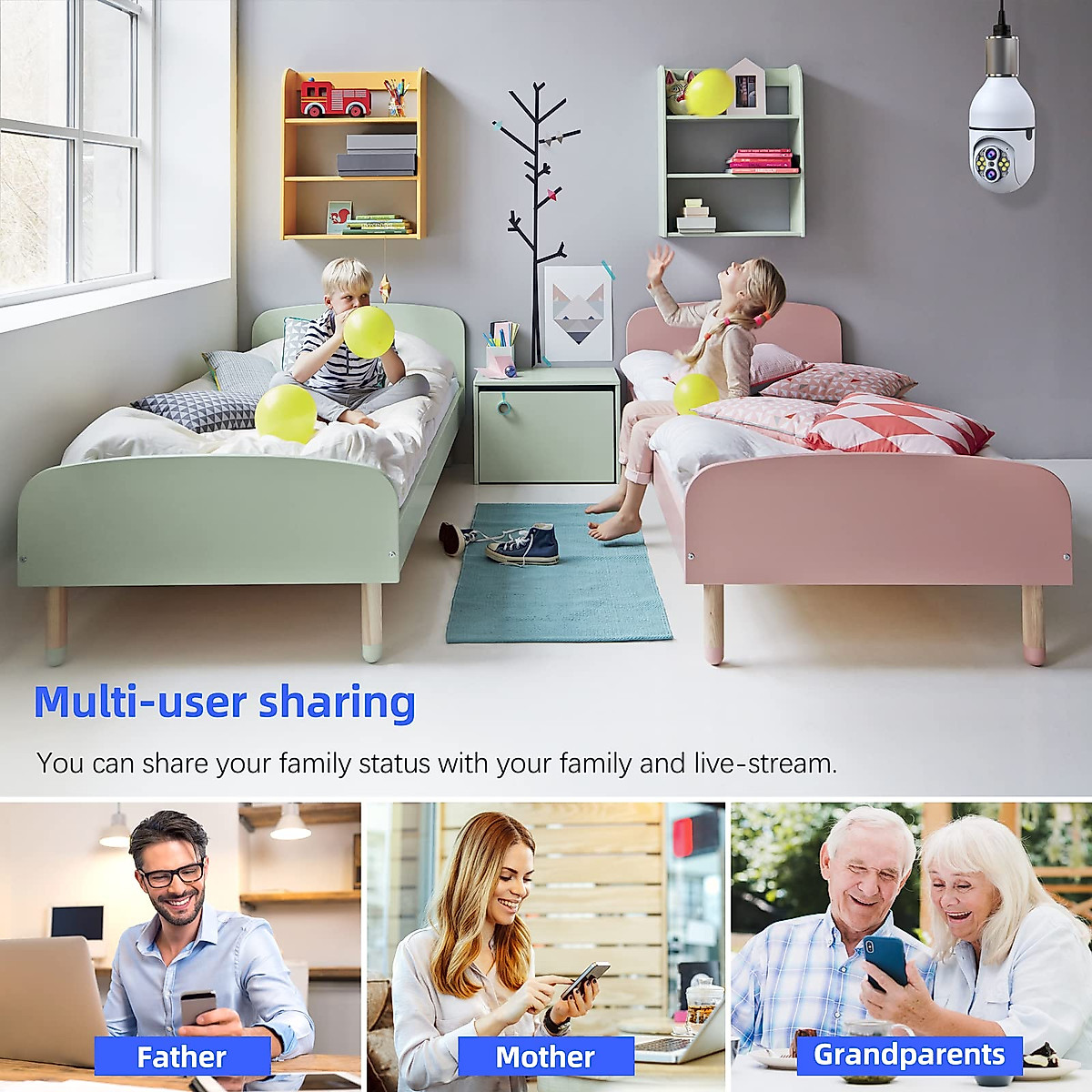 2PCS Upgrade 10x Hybrid Zoom Bul B Camera, 2MP PTZ Wireless Security Camera Outdoor Dual Lens Dome Surveillance Camera 2.4G WiFi Security Camera, Auto Tracking, Color Night Vision, 2-Way Audio