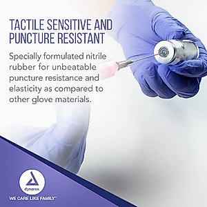 Dynarex DynaPlus Disposable Nitrile Exam Gloves, Powder-Free, Latex-Free, Strength + Value, Used by Professionals, Blue, Medium, 1 Box of 200