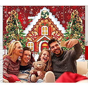 Christmas Gingerbread House Backdrop Glitter Cookie Exchange Candyland Winter Snowflake Photography Background for Kids Birthday Party Decor Banner (6X4)