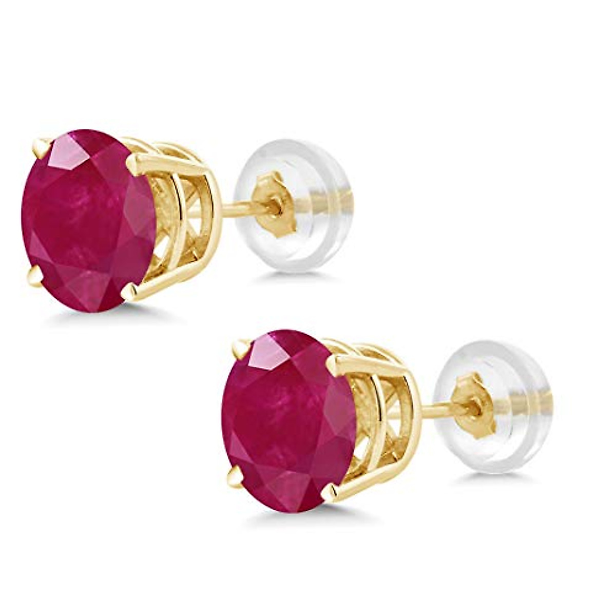 Gem Stone King 14K Yellow Gold Round 5MM Gemstone Birthstone Stud Earrings | Gold Earrings for Women