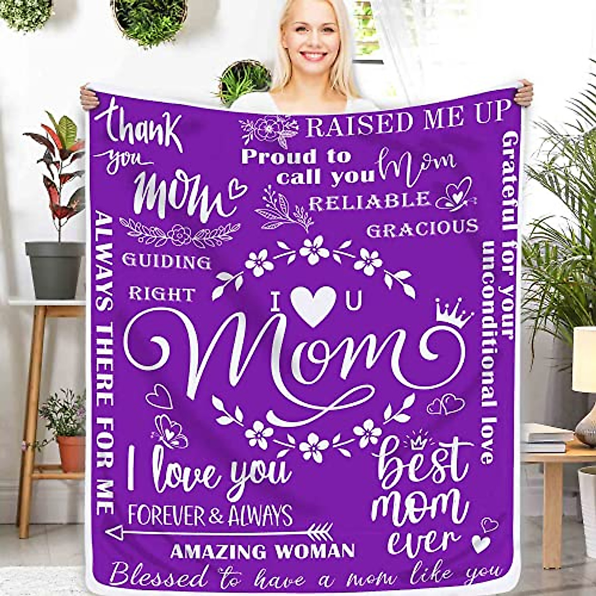 Hexagram Gifts for Mom from Daughter Son on Mothers Day, Throw Blanket, Mom Gifts, Mom Gifts from Daughters, Gift for Mom, Birthday Gifts for Mom, Presents for Mom Blanket 60"×50"(Purple)