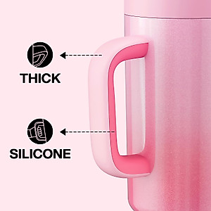 ENCOOL 40 oz Tumbler with Handle and Straw, 100% Leakproof Insulated Tumbler with Lid and Straw, Stainless Steel Travel Mug, Keeps Cold for 34 Hours, Car Cup Holder Friendly (Flamingo)