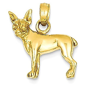 IceCarats 14K Yellow Gold Chihuahua Dog Necklace Charm Pendant 20mm x 16mm Only