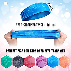 Jerify 12 Pieces Girls Sports Headbands Athletic Sweatbands Sport Hairbands Elastic Wicking Headband for Youth Kids Boys Girls Children Teenagers(Tie Dye)