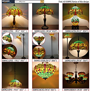 WERFACTORY Tiffany Floor Lamp Green Yellow Stained Glass Dragonfly Arch Lamp 12X18X64 Inch Gooseneck Adjustable Corner Standing Reading Light Decor Bedroom Living Room S009G Series