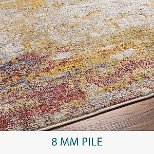 Livabliss Gaillard Modern Abstract Area Rug,6'7" x 9',Sky Blue/Mustard