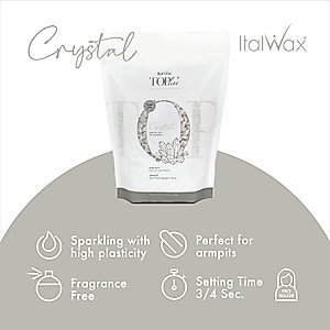 Italwax Top Line Crystal - 750g / 1.65lb - Hard wax beads for hair removal - Unscented - Synthetic formulation ideal for sensitive skins - Recommended for Bikini Area and Armpits