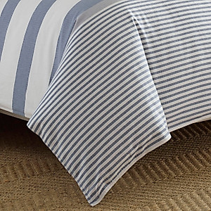 Nautica - Queen Duvet Cover Set, Cotton Reversible Bedding with Matching Shams, Mediterranean Inspired Home Decor for All Seasons (Fairwater Blue, Queen)