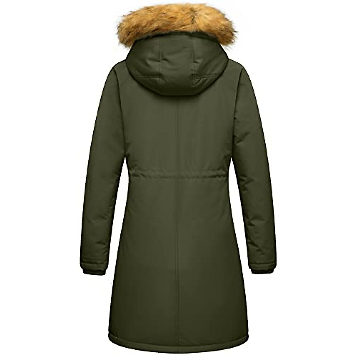 WenVen Women's Winter Hooded Waterproof Parka Jacket Long Coat (Army green, XL)