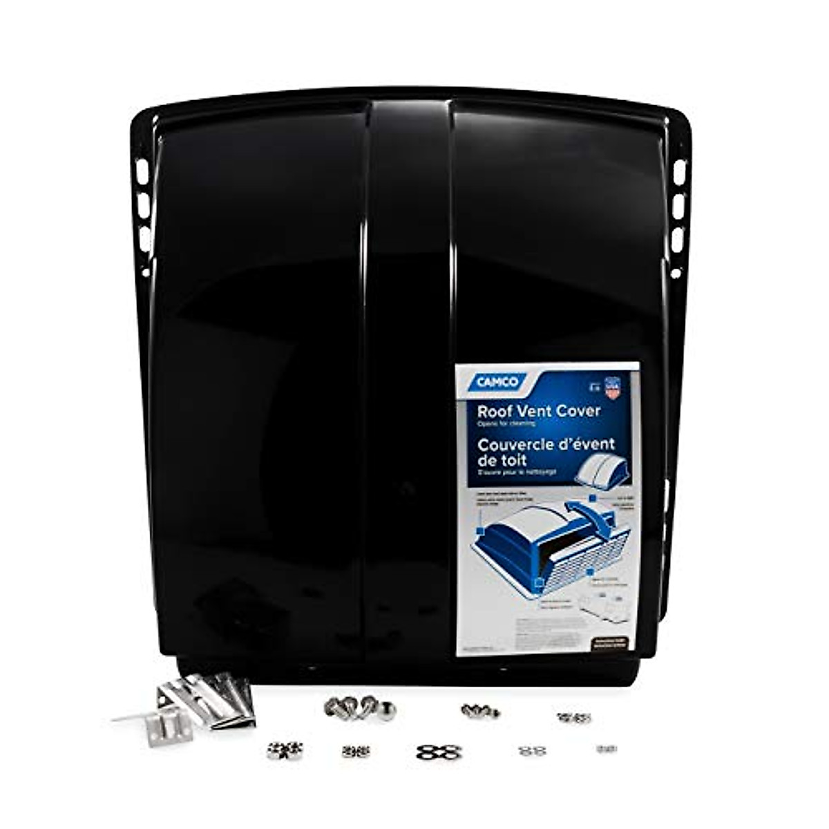 Camco 21015 Black Standard Roof Vent Cover, Opens for Easy Cleaning, Aerodynamic Design, Easily Mounts to RV with Included Hardware (40443)