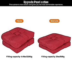 Stonehomy 3 Piece Wicker Patio Cushion Set, Outdoor Indoor Tufted Settee Cushion Set for Loveseat and Chairs/Coach/Bench/Patio Furniture/Crystal Velvet, Wine-Red