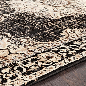 Mark&Day Area Rugs, 2x8 Pense Traditional Black Runner Area Rug, Black Brown Cream Carpet for Hallway, Kitchen, Bedroom or Living Room (2'2" x 7'7" Runner)