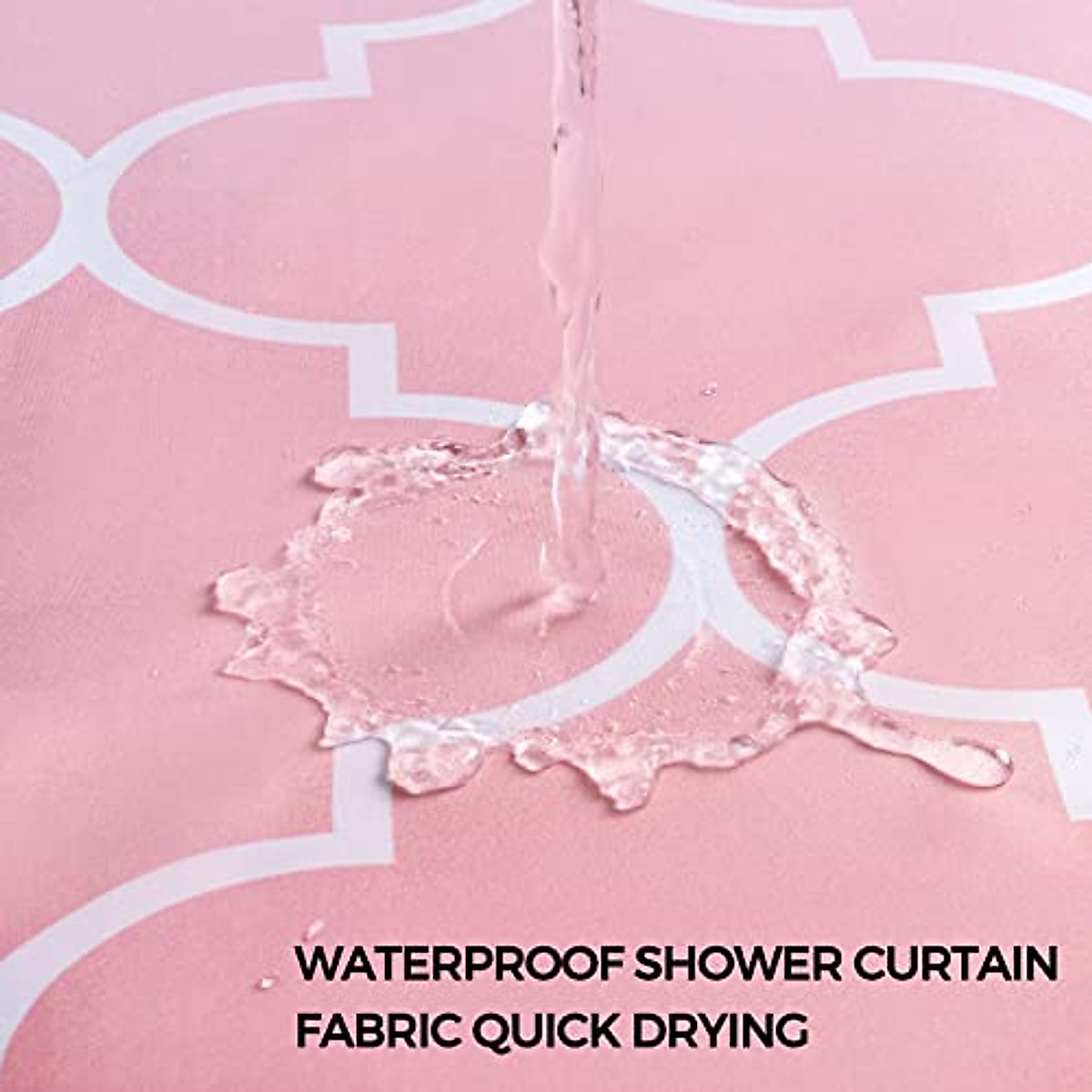 HBlife 4PCS Moroccan Style Bathroom Sets with Shower Curtain and Rugs, 72"x72" Boho Shower Curtains with 3 PCS Bathroom Mats Sets, Shower Curtain Sets with Non-Slip Rug and 12 Shower Curtain Hooks