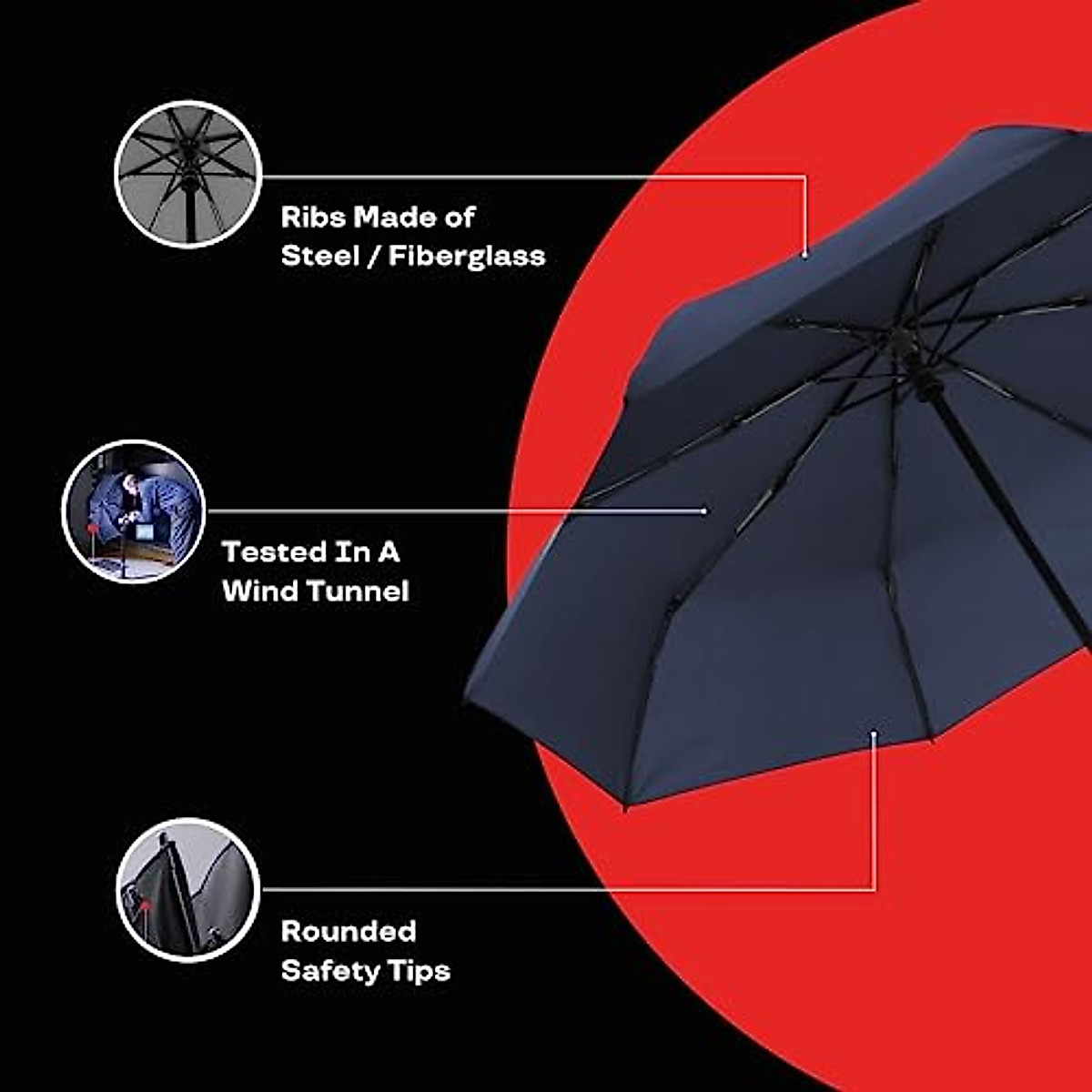 Knirps Vision Duomatic Automatic Open Close Rain Umbrella - Compact Windproof Umbrella for Rain - Durable Travel Umbrella for Adults - 97cm Diameter Retractable Umbrella & Carrying Case, Water Colored