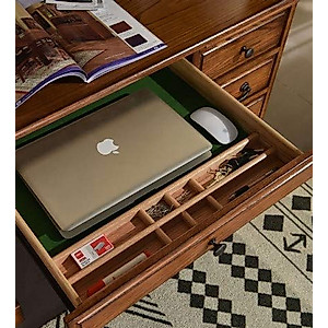 Small Home Office or Student Roll Top Desk- Solid Oak Wood Single Pedestal 40.5Wx24Dx45H BW Organizer Desk Quality Crafted Construction Locking File Drawers Dovetailed Secretary Desk Easy Assembly