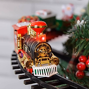 WESTN Rail Toys Electric Train, Xmas Tree Decoration, Holiday Train Electric Toy, 35.64 Inch Diameter, Electric Train Set with Sound and Light, Hanging Tree, Xmas Decoration Gift