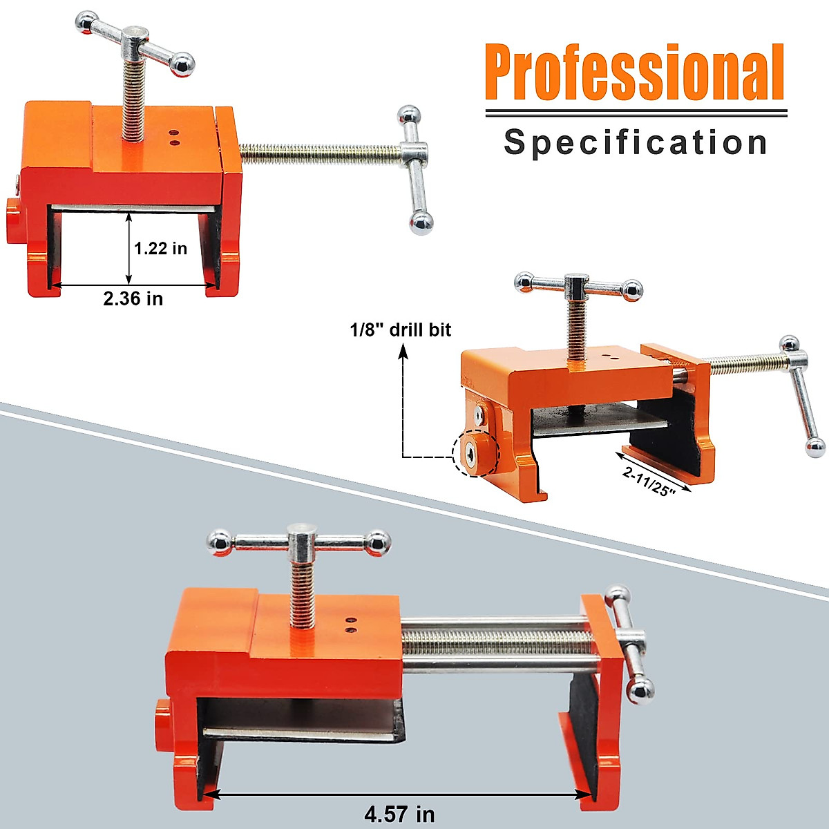 Cabinet Clamps, Cabinet Installation Clamps, Face Frame Clamps for Installing Cabinets, Cabinetry Clamps with Two Adjustable Side Screws and Alignment Plate, 2-Pack, Orange