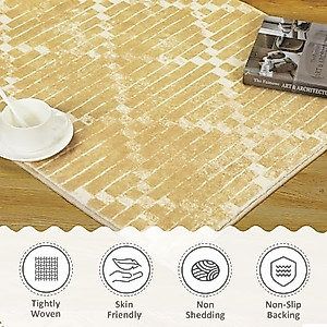 GAOMON Washable Area Rug Modern Geometric Living Room Rug Non-Slip Stain Resistant Contemporary Diamond Accent Rug Indoor Floor Carpet for Bedroom Entryway Laundry Room, 4' x 6', Taupe