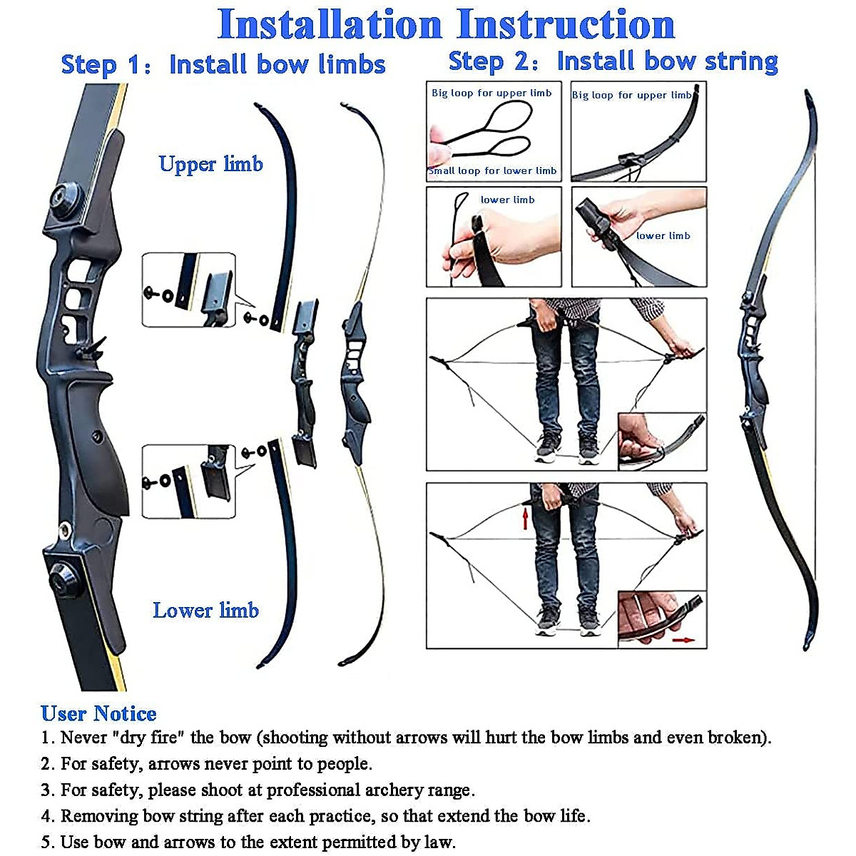 Monleap 52" Archery Bow and Arrow for Adults Takedown Recurve Bow Survival Bow Hunting Longbow with Arrows Quiver Metal Riser Right Hand for Target Shooting Practice (50lb)