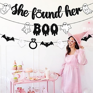 She Found Her Boo Banner Halloween Bachelorette Banner Halloween Bridal Shower Decorations Ghost Bats Spooky Theme Boochelorette Bridal Shower Engagement Wedding Party Supplies