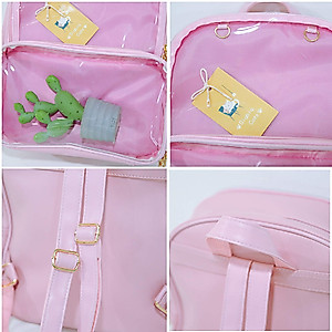 UULMBUJ Ita Backpack Purse, Cute Clear Shoulder Bag Transparent Kawaii Daypack Travel Bag for Pins Display, Blue