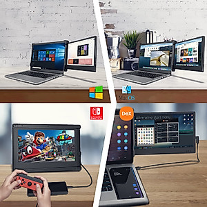 KEFEYA Laptop Screen Extender, Portable Monitor for Laptop 12" Full HD IPS Display, Dual Monitor Extender Compatible with 13-16 Inch Windows, Chrome & Mac