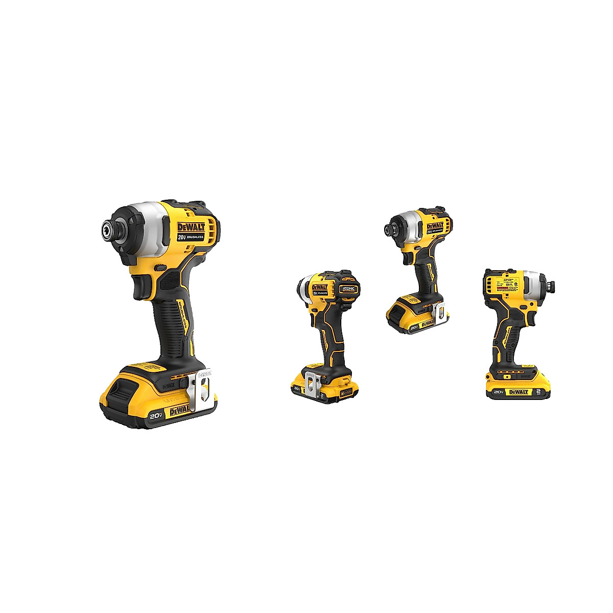 DEWALT ATOMIC 20V-Max Brushless/Cordless Compact 1/4 in. Impact Driver Kit w/Charger, 2.0Ah-Battery, Bag&Belt Clip