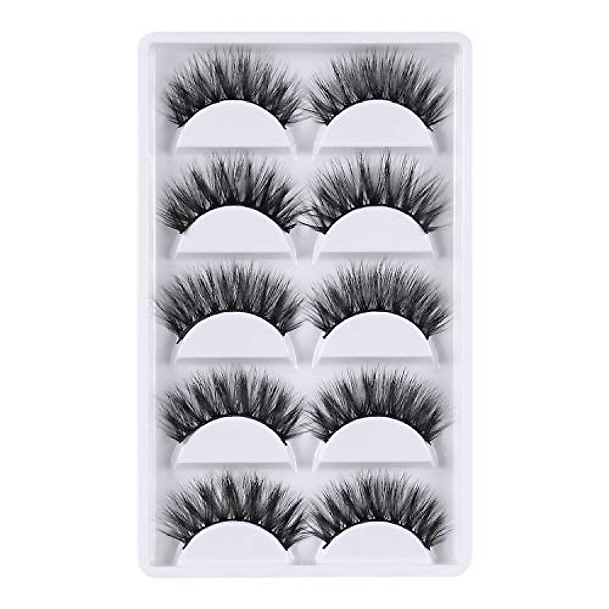 3D False Eyelashes, 3D Faux Mink Fake Eyelashes Handmade Dramatic Thick Crossed Cluster False Eyelashes Black Nature Fluffy Long Soft Reusable,Style 1 (5 Pairs)