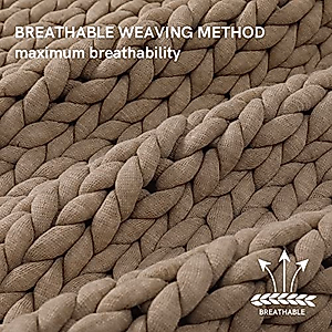 YnM Original Hand Knitted Throw Blanket, Cosy & Breathable Chunky Knit Throw, no Pilling or Shedding, Stylish Home Décor Piece (Beige, 40"x50")